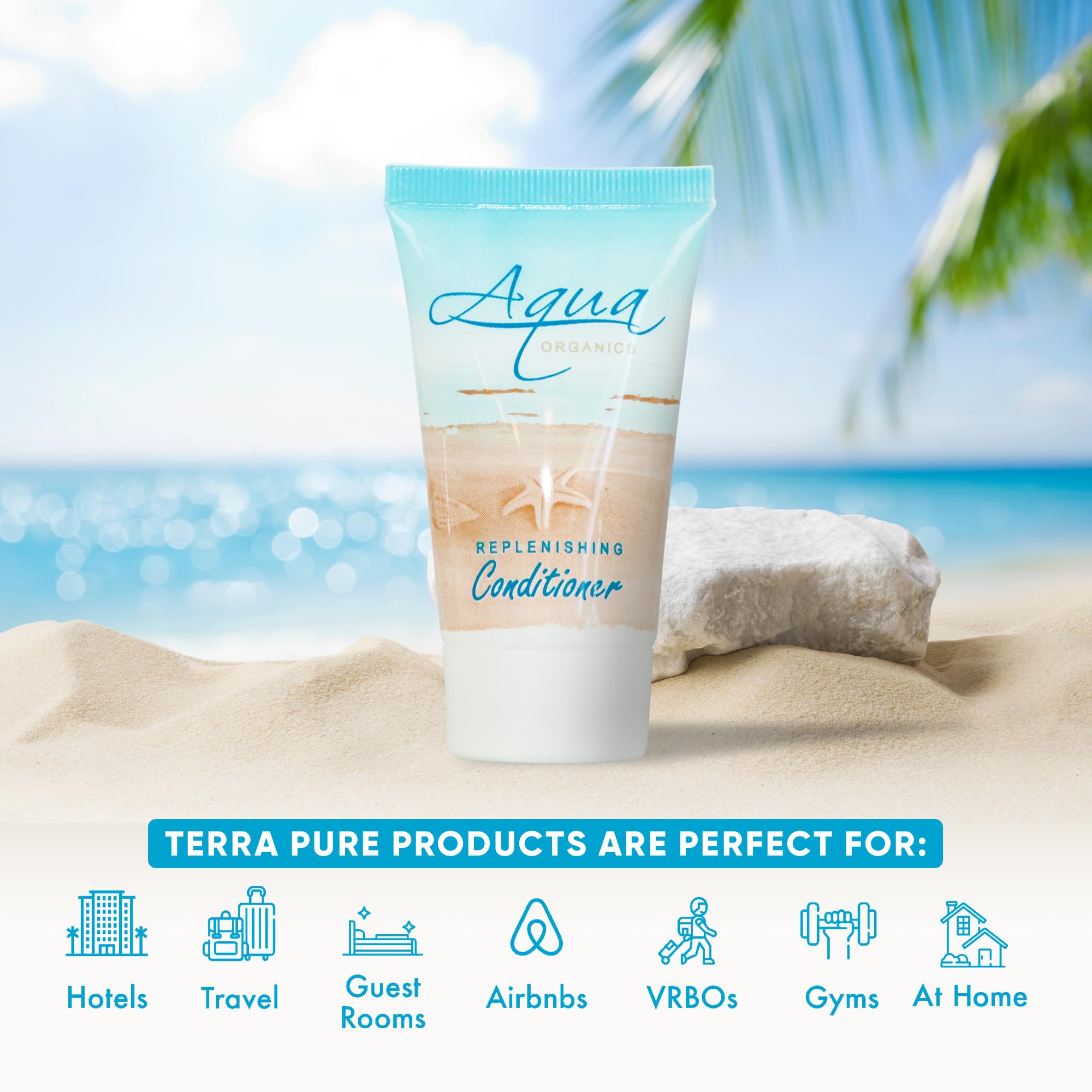 Aqua Organics Conditioner, Travel Size Hotel Amenities, 1 oz (Case of 20)