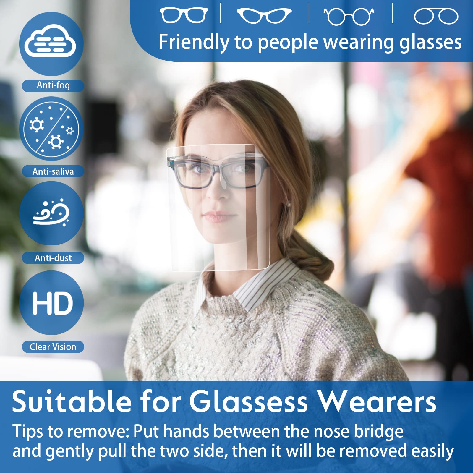 15 Pack Anti Air Dust Cover,Unisex Mouth Cover, Reusable Glasses Style Anti-Fog Plastic for Daily Use