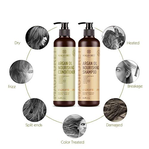 Argan Oil Shampoo and Conditioner Set (2 x 16.9 Oz) - MagiForet Organic Shampoo & Conditioner Sulfate Free - Volumizing & Moisturizing, Gentle on Curly & Color Treated Hair,For Men & Women (cd set)