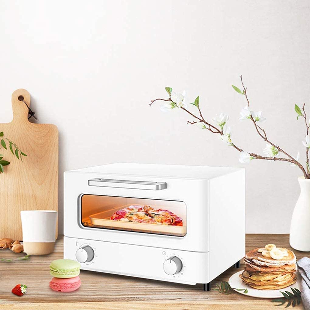 12L Mini Oven,Electric Cooker and Grill Home Baking Small Oven Timer Double Glass Door Top and Bottom Heat 1000W Kitchen Convection Oven (Blue) (White)