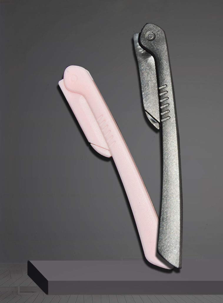 WOIWO 4 PCS Stainless Steel Black Macro Mesh Folding Eyebrow Shaping Knife For Men And Women Eyebrow Shaving Knife for Eyebrow Shaving Razor for Cosmetic Tools
