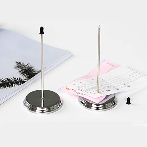 BLUECELL 2pcs Silver Color Desk Straight Rod Paper Holder Spike Stick Receipts Check Bill Fork, 5-3/4inches