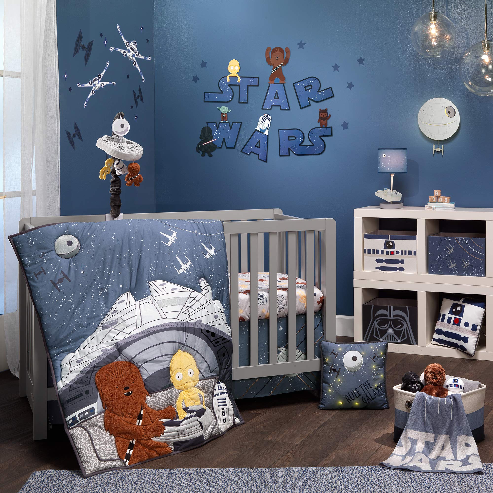 Lambs & Ivy Star Wars Signature Millennium Falcon Blue/Gray Knit Baby Blanket