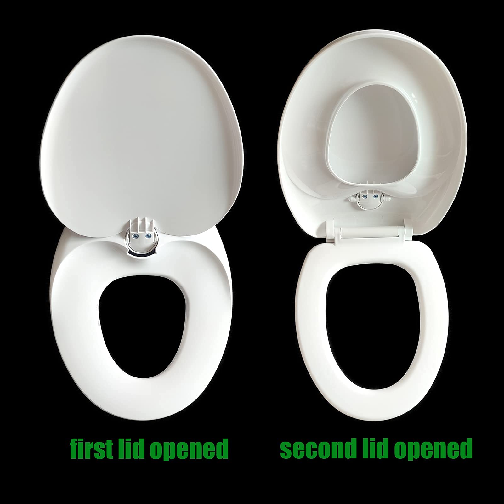 Toilet Seat with Built-In Potty Training Seat, Soft Close,Never Loosen, Removable Easy to Instal &Clean,Durable Plastic ,Fits both Adult and Child, Oval, White
