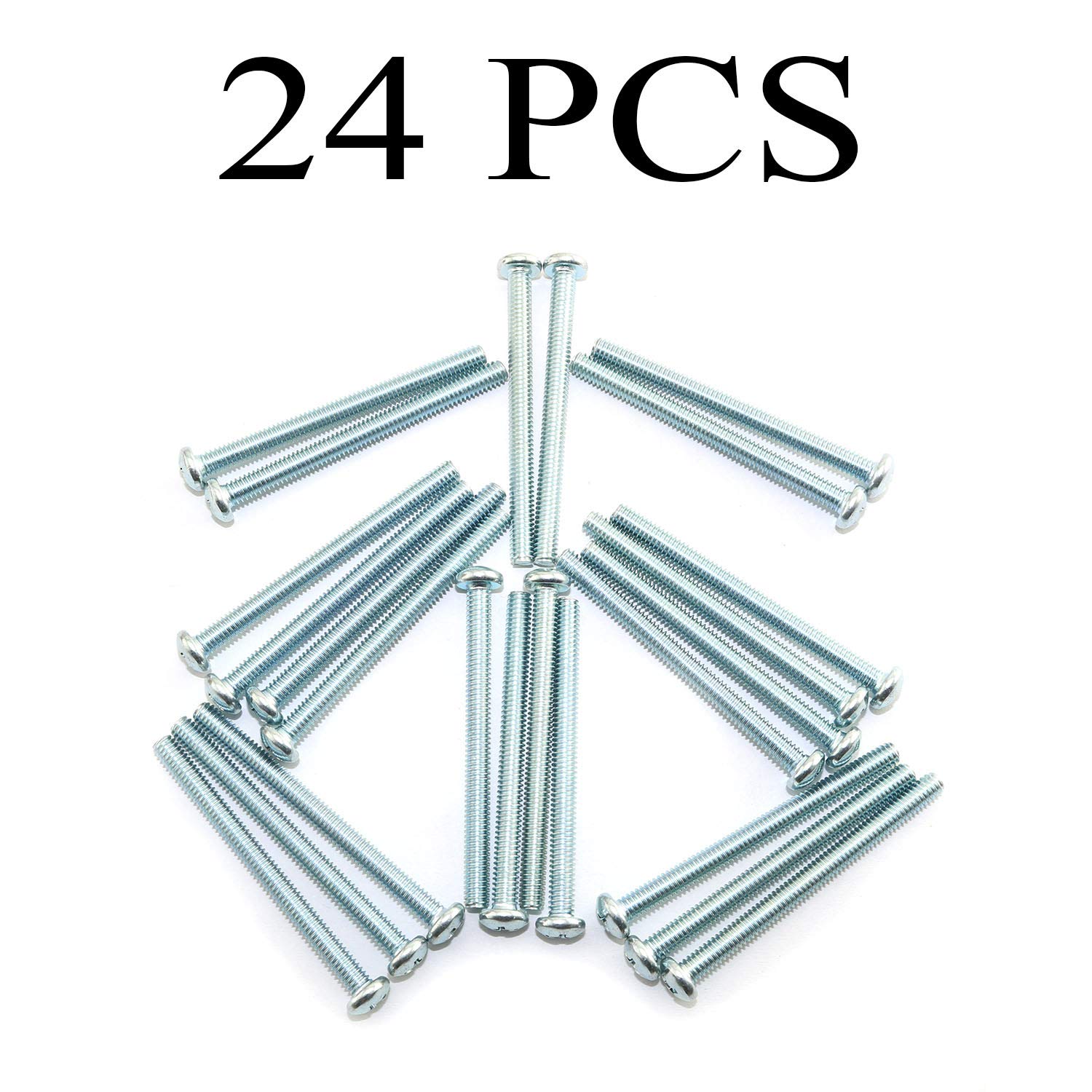 24pcs 8-32 x 2" Machine Screws Metal Mounting Hardware Fitting Fastening Accessories Cross Slotted Round Phillips Head Screw Bolt