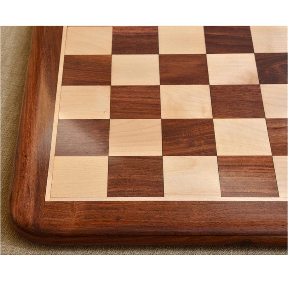 19x19in Classic Chess Board Boxwood and Dalbergiawood Chess Board 2cm Thick Chessboard for Adults Kids Gift,Board Only