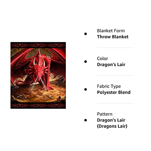 Anne Stokes Signature Silk Touch Sherpa Lined Throw Blanket, Dragons Lair