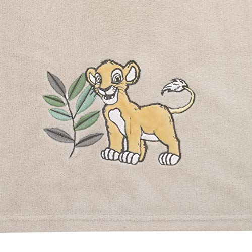 Disney Lion King Leader of The Pack Grey, Sage, and Yellow Super Soft Baby Blanket with Simba Applique