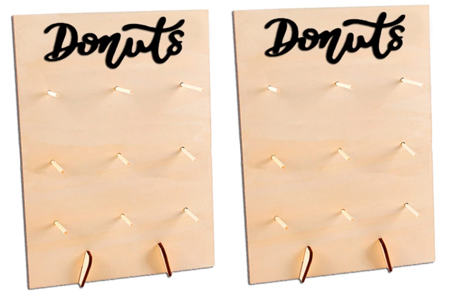 2 Pcs Donut Wooden Display Stand Donut Display Board Shop Wedding Party Decoration