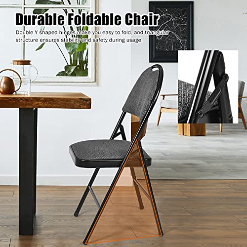 ARLIME 6 PCS Folding Chairs w/Padded Seats, Padded Folding Chair w/Handle Hole, Upholstered Seat, Steel Frame, Folding Chair for Home, Church, School, Office, Wedding Party, Courtyard Use, Grey