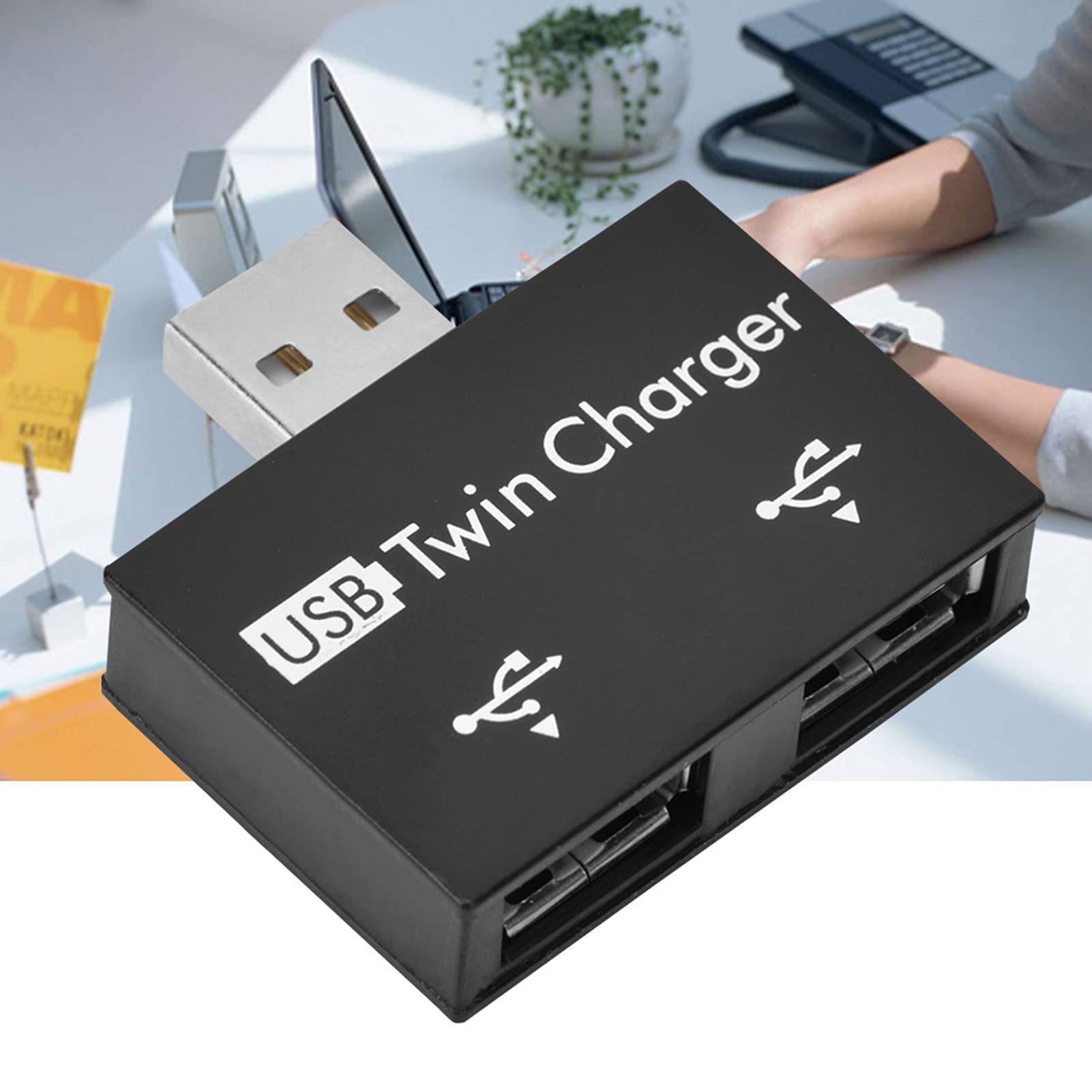 USB Splitter Male to 2 Female Adapter,USB 2.0 1 Male to 2 Female Extension Converter,2-Port USB 2.0 Hub for Data Charging Syncing(Black)