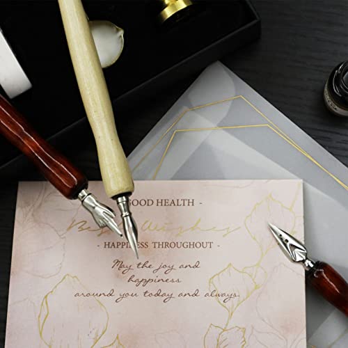 6Pcs Calligraphy Pen Nib Holder Cartoon Comic Pen Metal Dip Pen Set Grip Wooden Pen Holder for Drafting Drawing