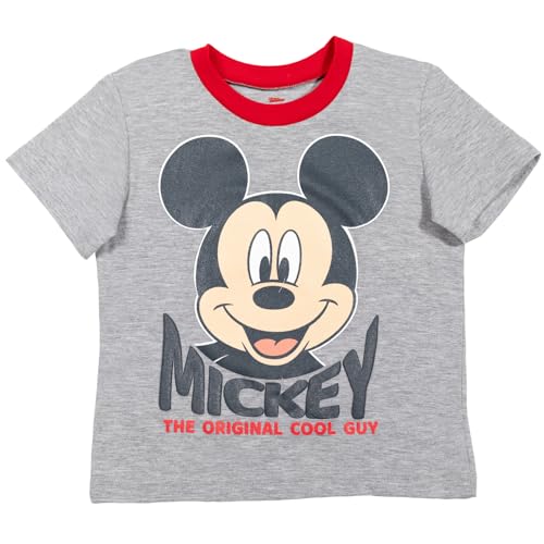 Disney Mickey Mouse Infant Baby Boys T-Shirts and French Terry Shorts Red/Grey 18 Months