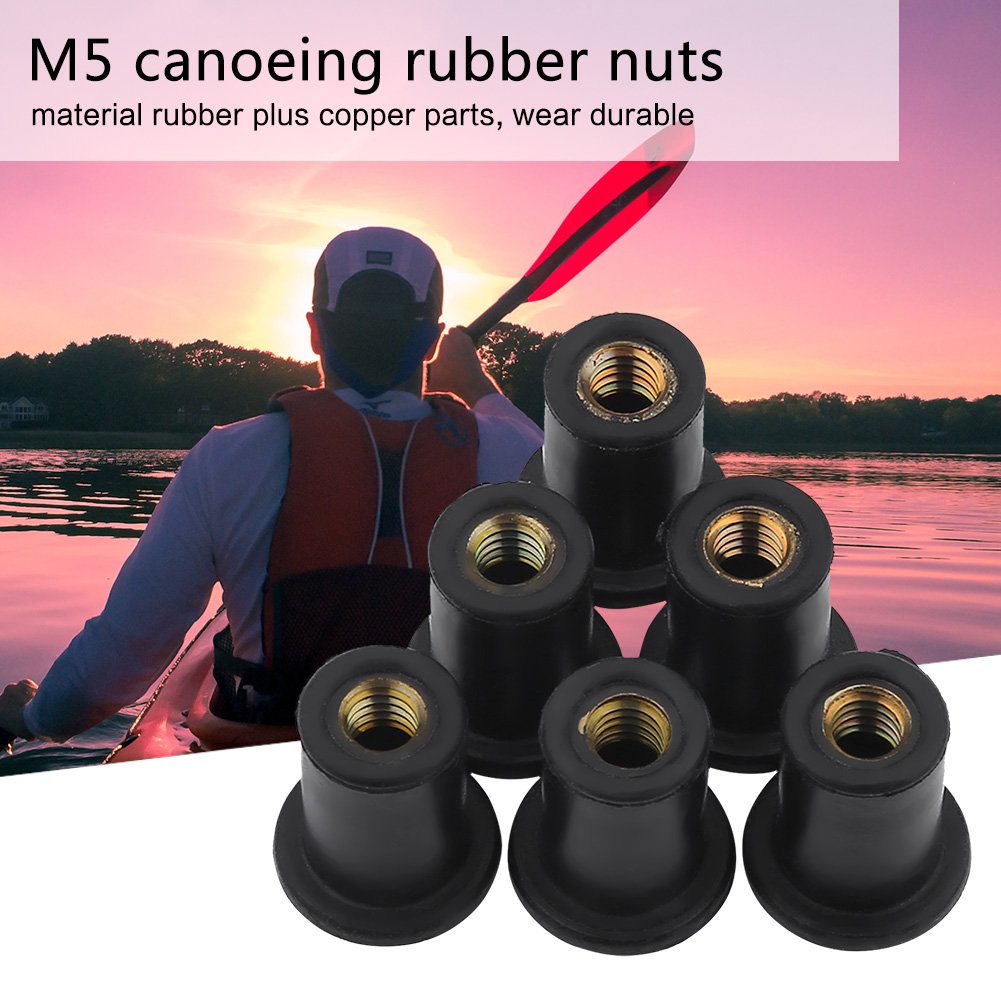 12pc Durable Metric Rubber Well Nuts Windshield Bolts for Motorcycles Kayak Canoe Boats (Diameter 5 mm,Fit for M5 Bolts)