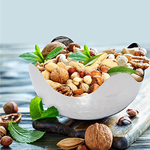 Bezrat Hammered Stainless Steel Serving Bowl āMultipurpose Decorative Metal Wave Bowl (6" x 6")