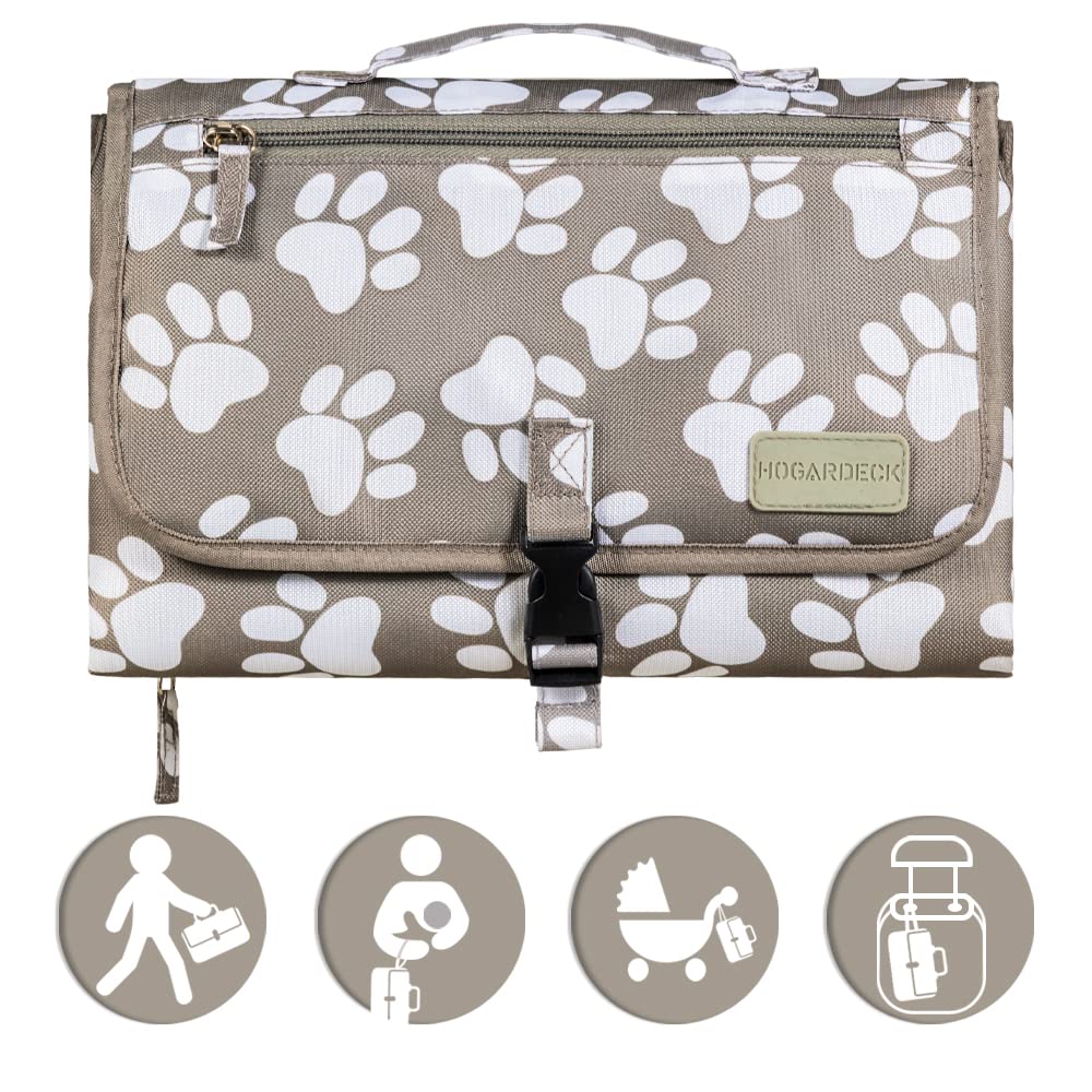Portable Baby Diaper Changing Pad, hogardeck Waterproof Travel Changing Table Pad for Newborn, Extended Cushioned Changing Mat with Head Pillow and Baby Stuff Pockets, Baby Shower Gifts