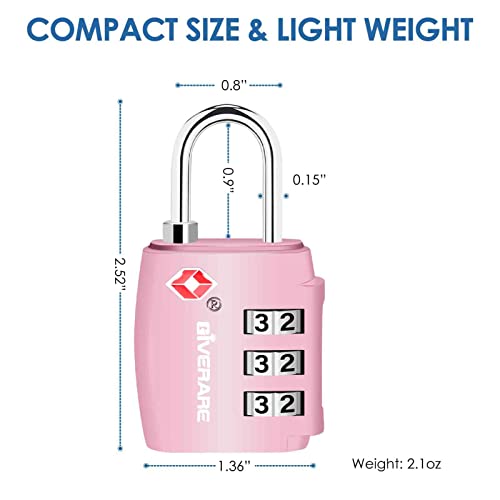 2 Pack TSA Approved Travel Luggage Locks, Combination Lock Alloy Body, Keyless 3-Digit Padlocks, Travel Sentry Accepted Compatible Padlock for Gym Locker, Golf Bag Case, Backpack, Black-by GIVERARE