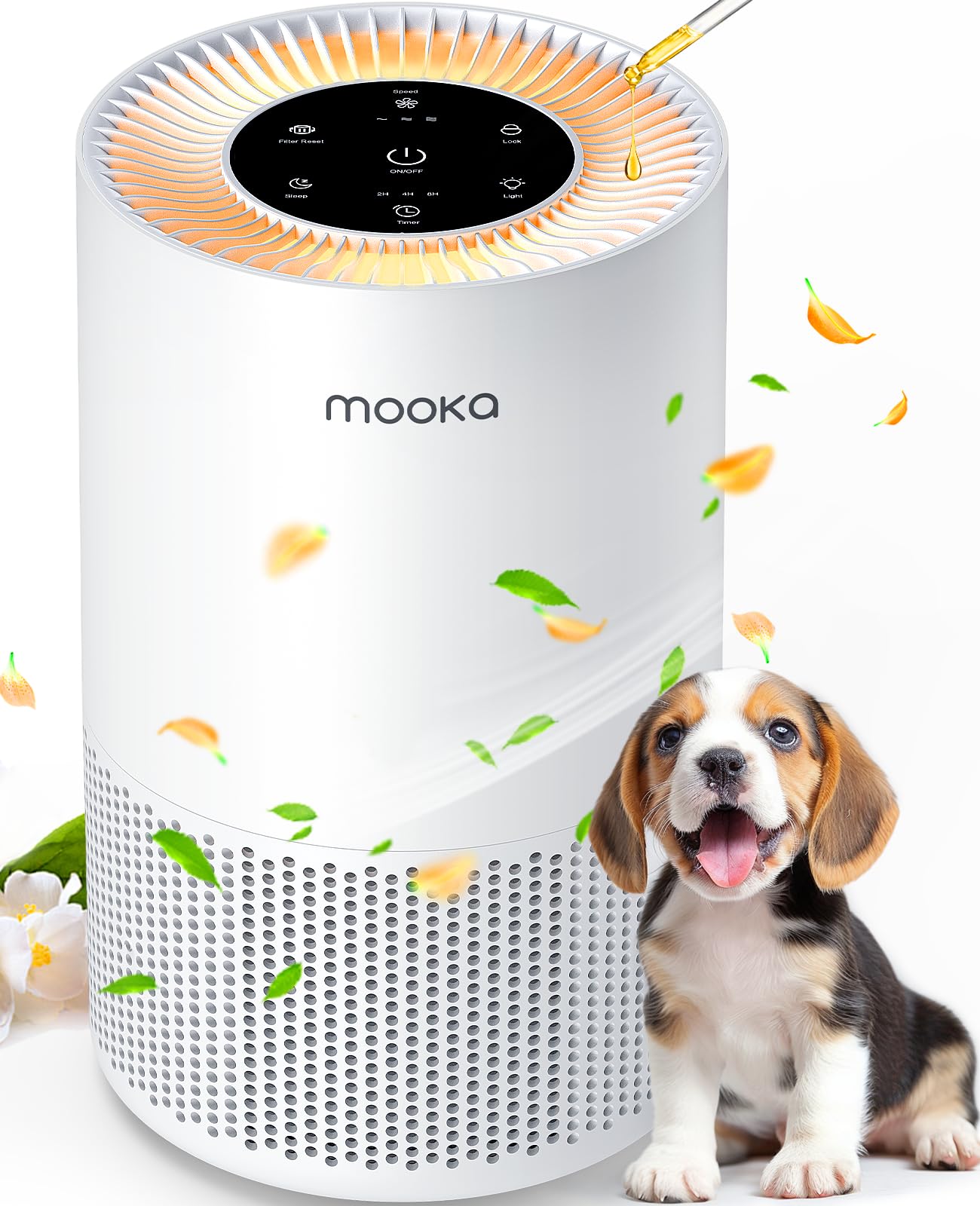 Air Purifiers Filter for Home Large Rooms up to 1200ft², MOOKA H13 True HEPA Air Purifier for Bedroom Pets with Fragrance Sponge, Timer, Air Filter Cleaner for Dust, Smoke, Odor, Dander, Pollen (Blue)
