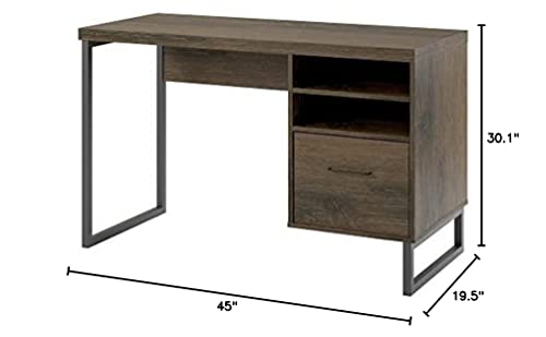 Amazon Brand - Ameriwood Home Rectangular Candon Writing Desk With 1 Drawer, Distressed Oak, Medium Brown, 19.5 in x 45 in x 30.1 in