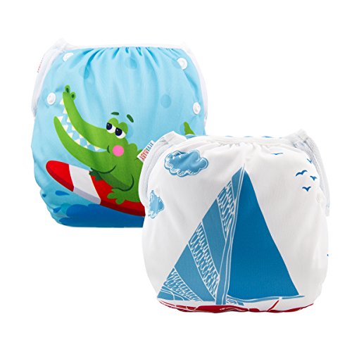 ALVABABY Swim Diapers 2pcs Reuseable Adjustable or Baby Gifts & Swimming Lessons DYK39-40 Small (Pack of 2)