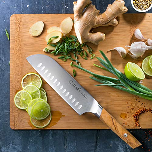 CUTLUXE Santoku Knife β 7" Chopping Knife β Olive Wood Handle β Full Tang β Olivery Series