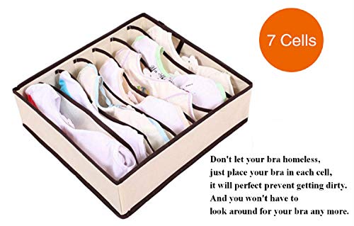 Bofoho Underwear Organizer, 4 PCs Foldable Closet Dresser Drawer Organizer for Clothes, Lingerie, Bra, Panty, Sock, Tie and Belt Storage (Beige)