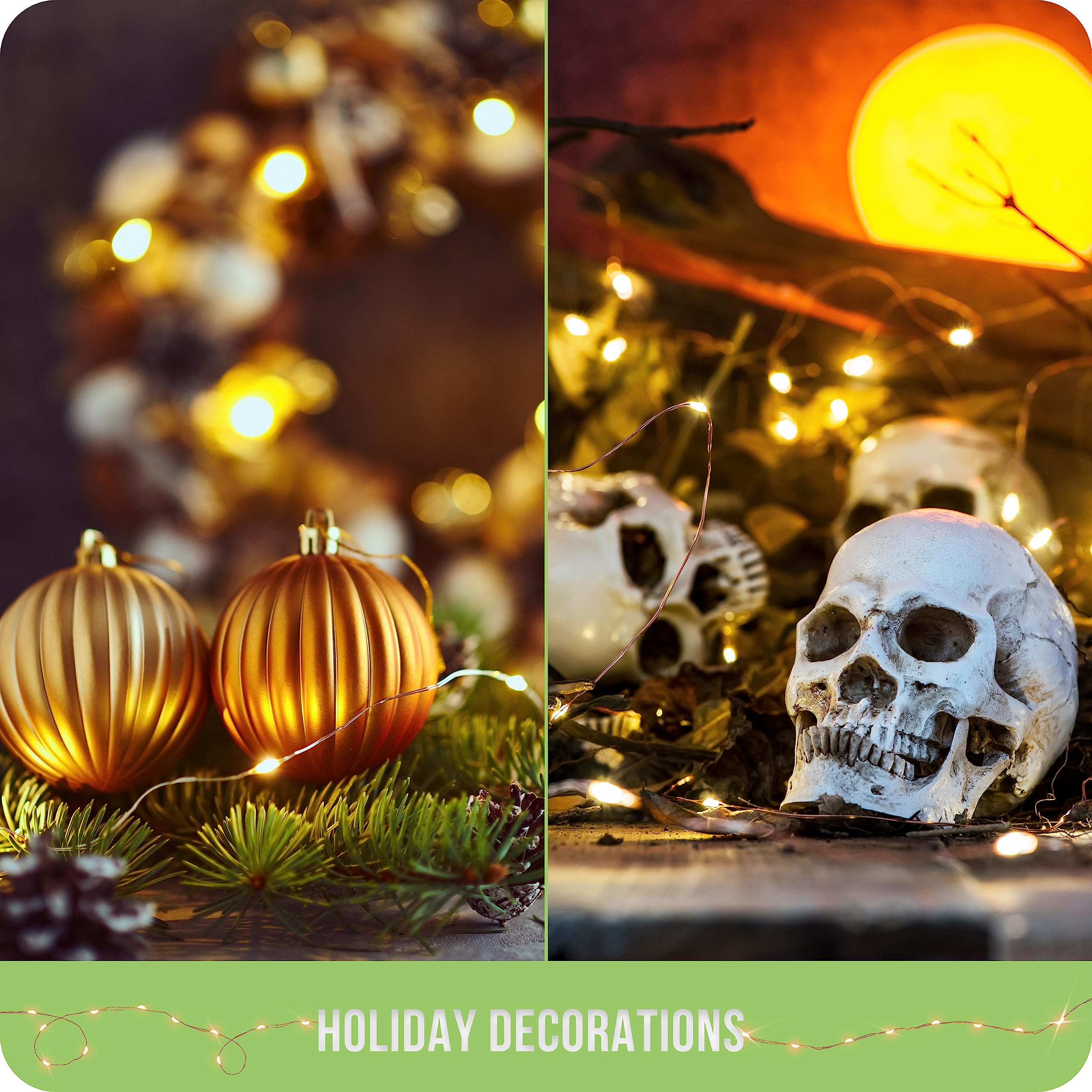 2 Pack Fairy Lights Battery Operated & USB Powered 16Ft 50 LED Mini String Lights with 2 Modes Silver Wire Indoor Twinkle Firefly Light Warm White Starry Decoration for Bedroom Wedding Christmas Party