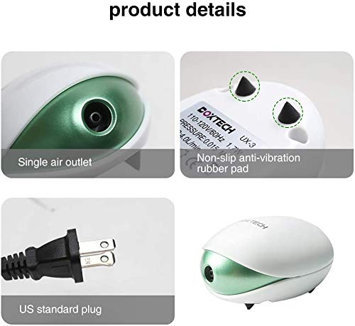 boxtech Aquarium Air Pump,Oxygen Fish Air Pump with Adjustable Air Valve, Fish Tank Air Pump with Accessories Tube, Bubble Stone and Check Valve, Fish Tank Aerator Kit