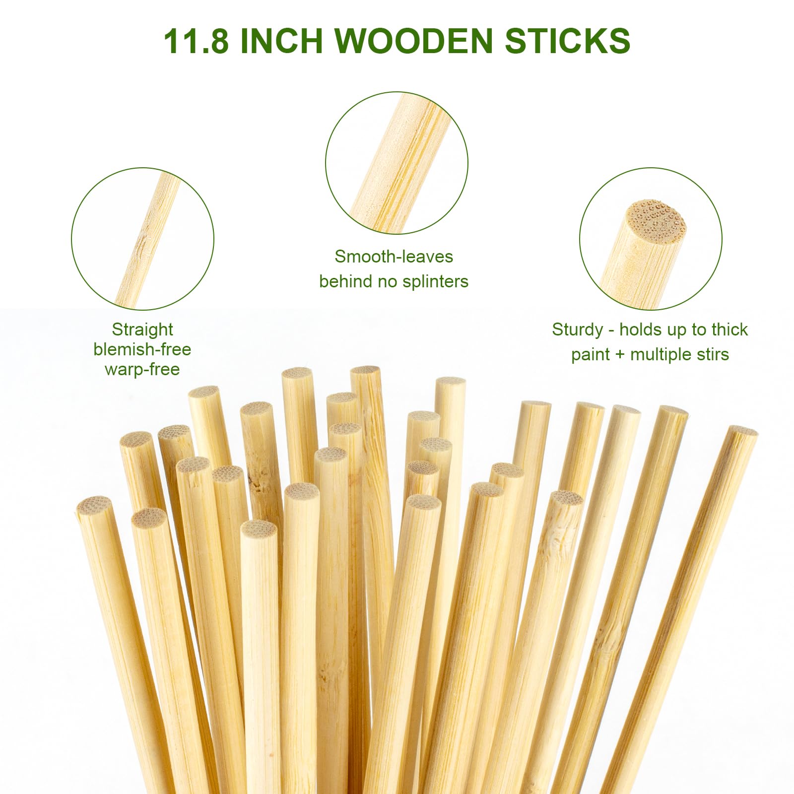 120PCS Wooden Dowel Rods, 1/4 x 12 Inch Round Unfinished Bamboo Dowel Rods, Wood Crafts Sticks Doweling Rods for Crafts and DIYers Arts Projects