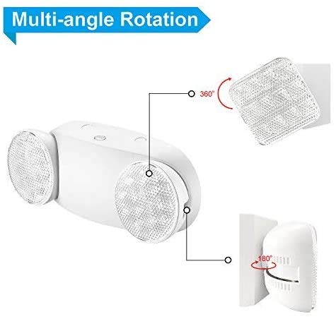 EXITLUX 1 Pack White LED Emergency Lights with Battery Backup, Two Head Adjustable Emergency Lighting Fixtures-Fireproof Materials-Emergency Lighting Fixture/Emergency Light Home.