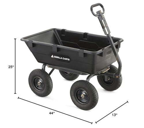 Gorilla Carts Heavy-Duty Poly Yard Dump Cart | 2-in-1 Convertible Handle, 1200 lbs Capacity | GOR6PS Model & Oregon 54-026 Bar and Chain Oil, 1 Quart