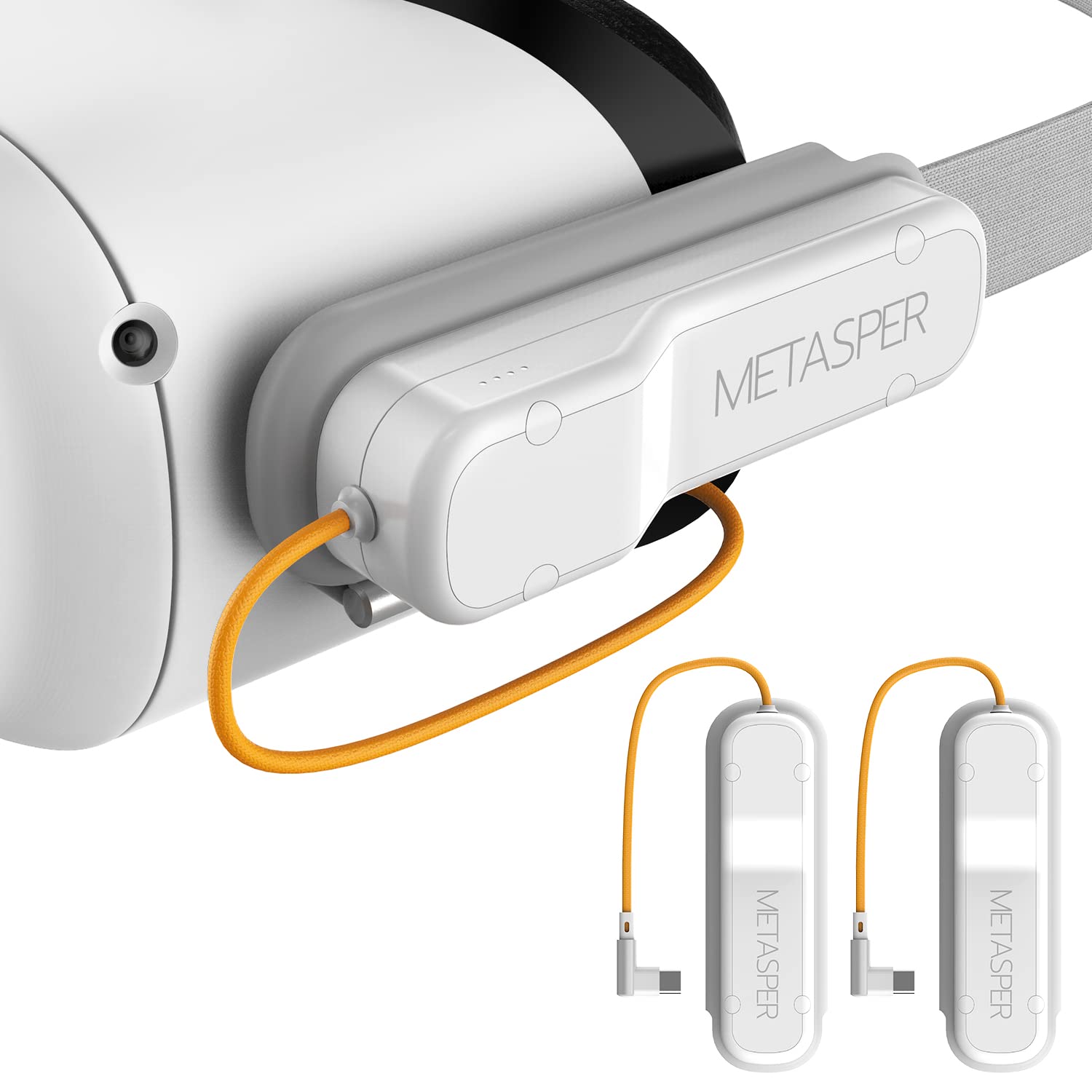 2 Pack METASPER Battery Pack for Oculus Quest 2, 3350mAh Portable and Lightweight VR Extended Power Compatible with Oculus Elite Strap, Accessories for Oculus Extended 1.5 Hours Playtime