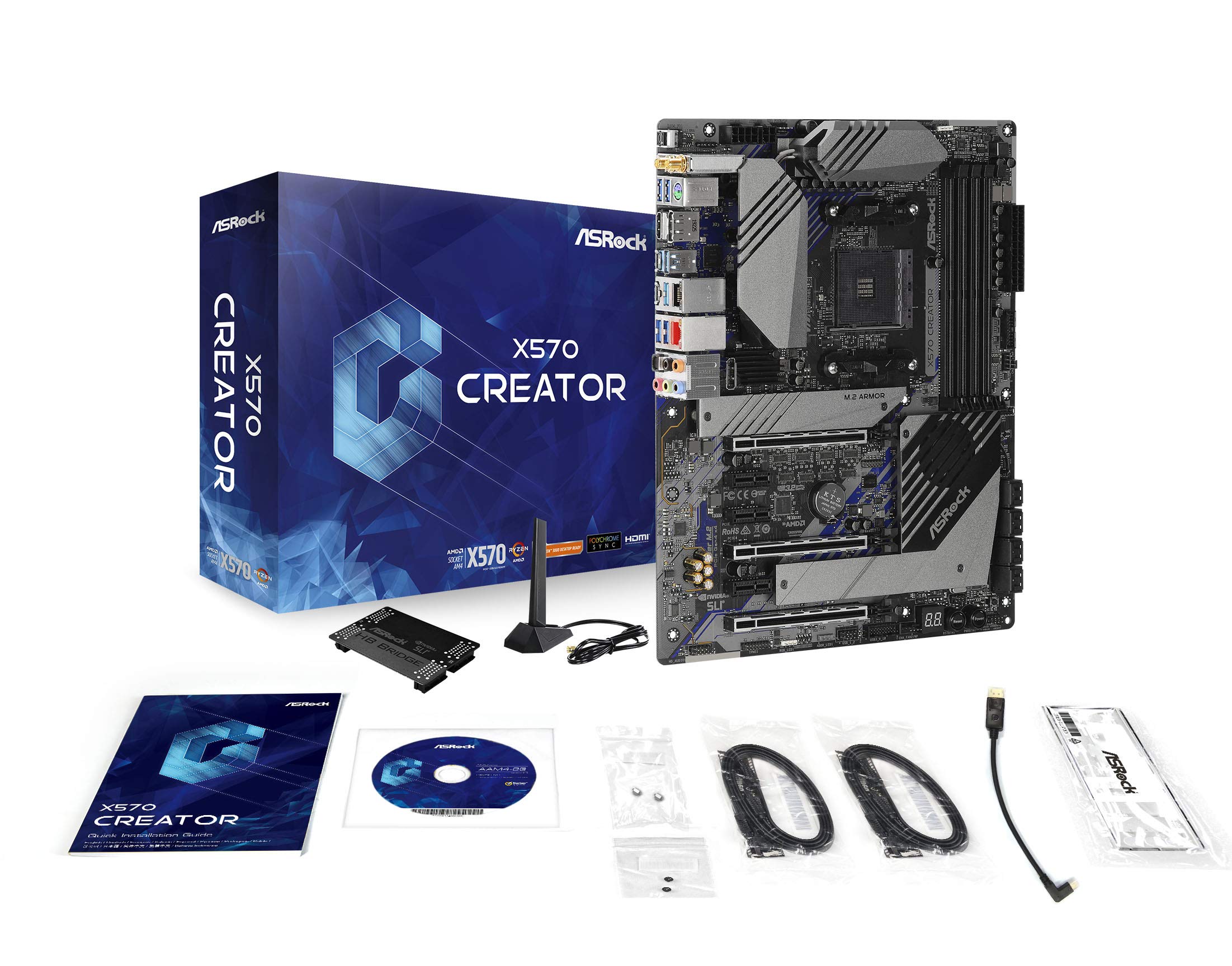 ASRock AMD Ryzen 3000 Series CPU (Soket AM4) with X570 Chipset ATX Motherboard X570 Creator