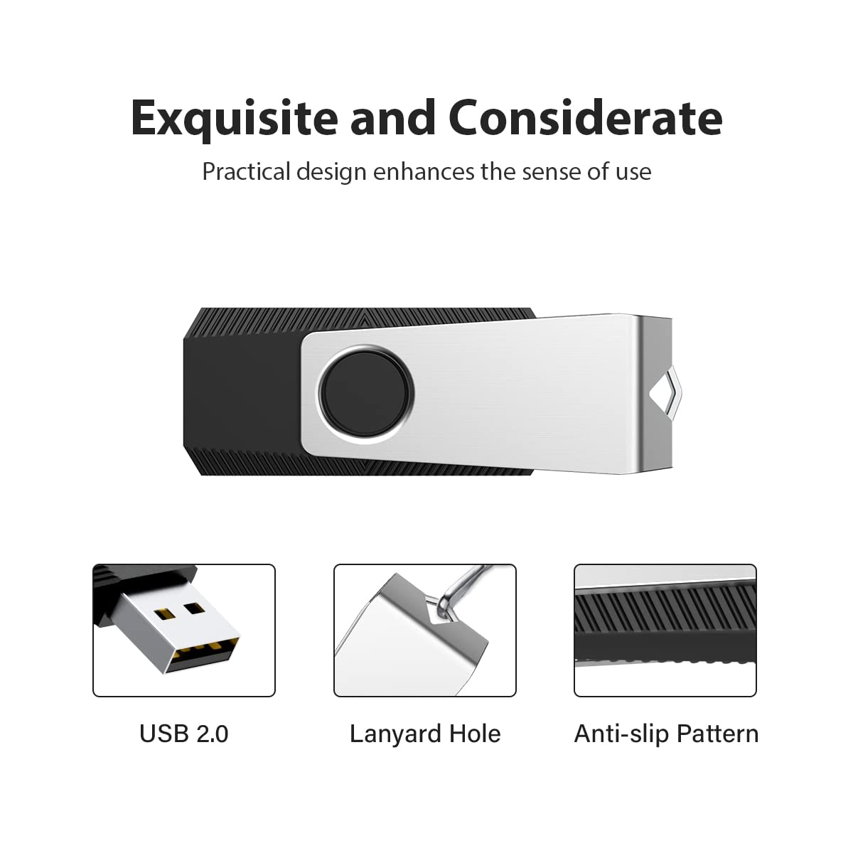 Aiibe 64GB Flash Drive 2 Pack 64GB USB Flash Drive Thumb Drive Zip Drive USB 2.0 Memory Stick USB Drive with Keychain (64G, 2 Colors: Black Green)
