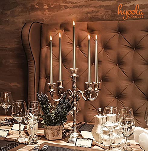 Hyoola Tall Metallic Antique Gold Taper Candles - 12 Inch - Dripless - 12 Pack - 10 Hour Burn Time