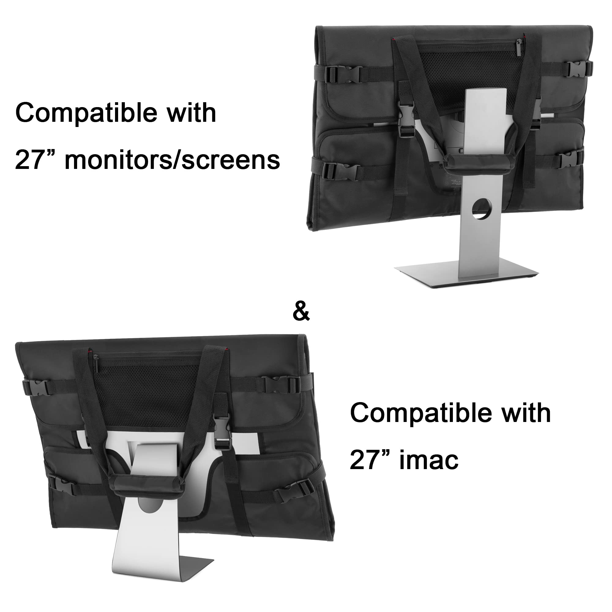 Trunab Travel Carrying Case for 27" LCD Screens and Monitors, With Padded Velvet Lining, Protective Monitor Bag Compatible With iMac* 27" and Accessories, Black (Patented Design)