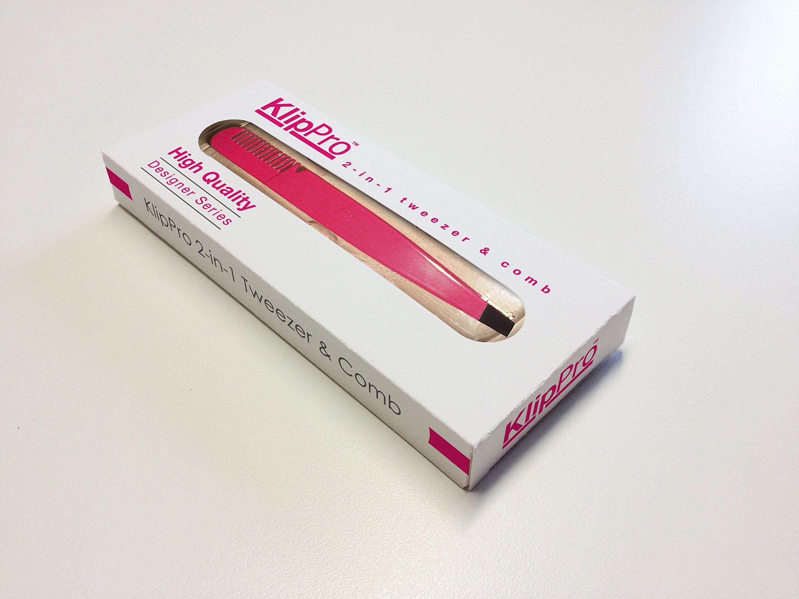 Amaok Eyebrow Tweezer with Comb - Slant Tip, Bright Pink - BOGO SALE Offer - Details Below.