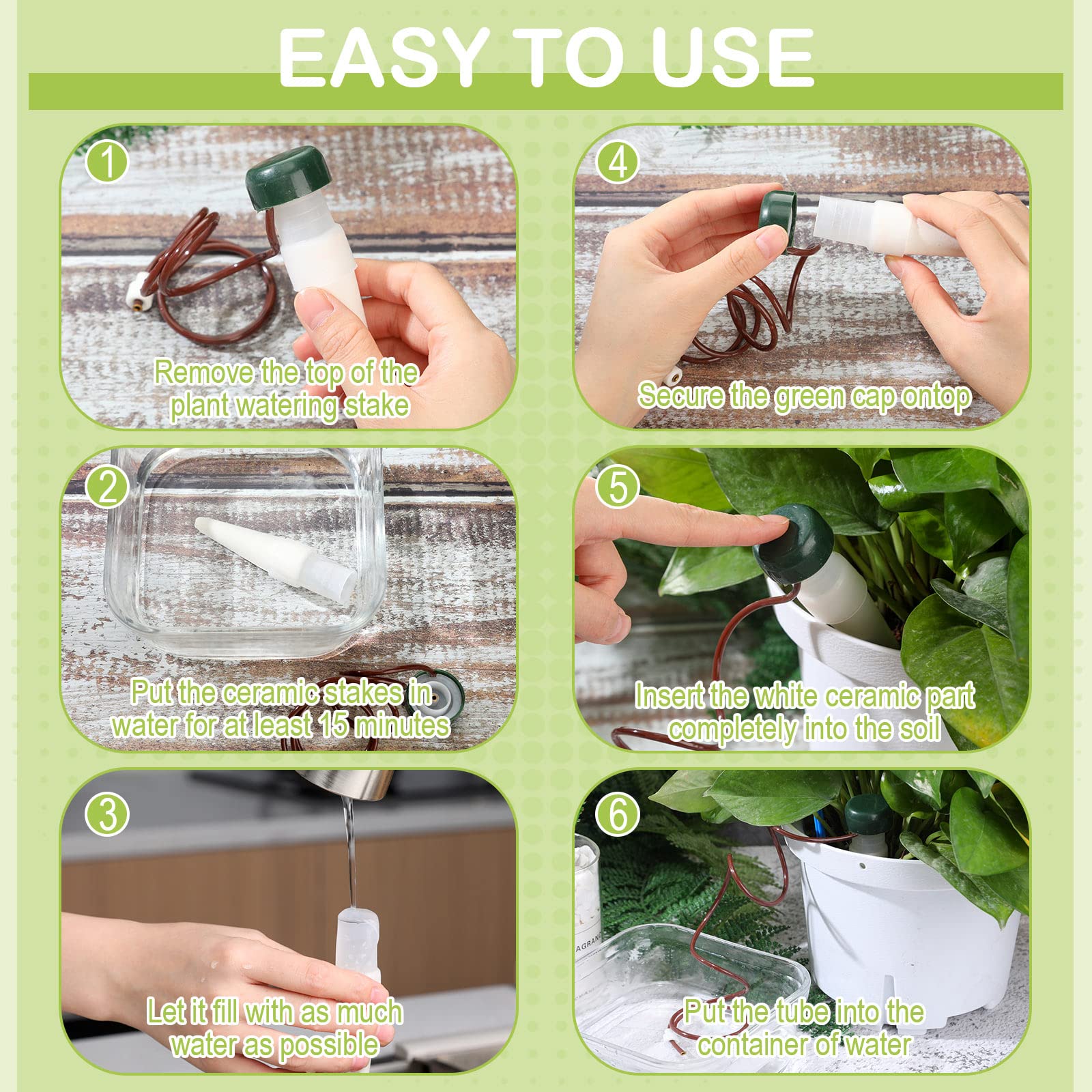 12 Pcs Automatic Plant Waterer, Include 6 Plant Drip Irrigation Bag 350 ml and 6 Plant Watering Stakes, Automatic Device with Adjustable Valve Switch for Indoor Outdoor Home Vacation Use Gardening Kit