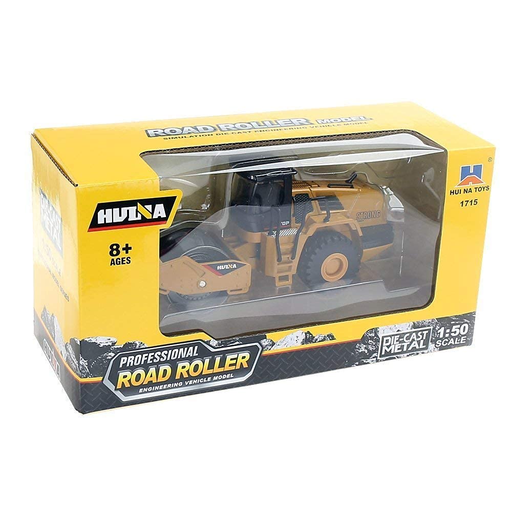 Ailejia 1/50 Scale Diecast Road Roller Toy Models Construction Vehicle Model Grader Engineering Road Planer Vehicle Toys for Kids (Road Roller)