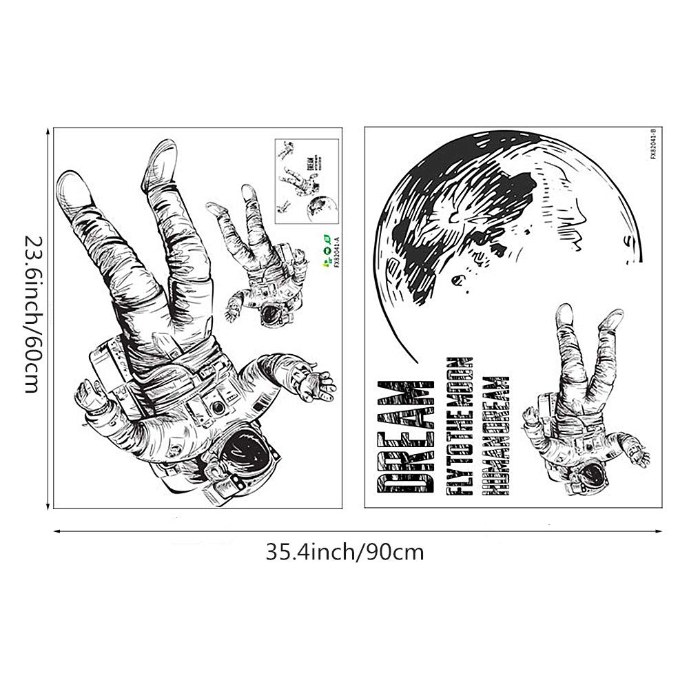 Astronaut Wall Sticker Removable Large Spaceman Wall Decal Nursery Decor Gift for Kids Boy Girl Bedroom Art Home Decoration Mural Interior Design