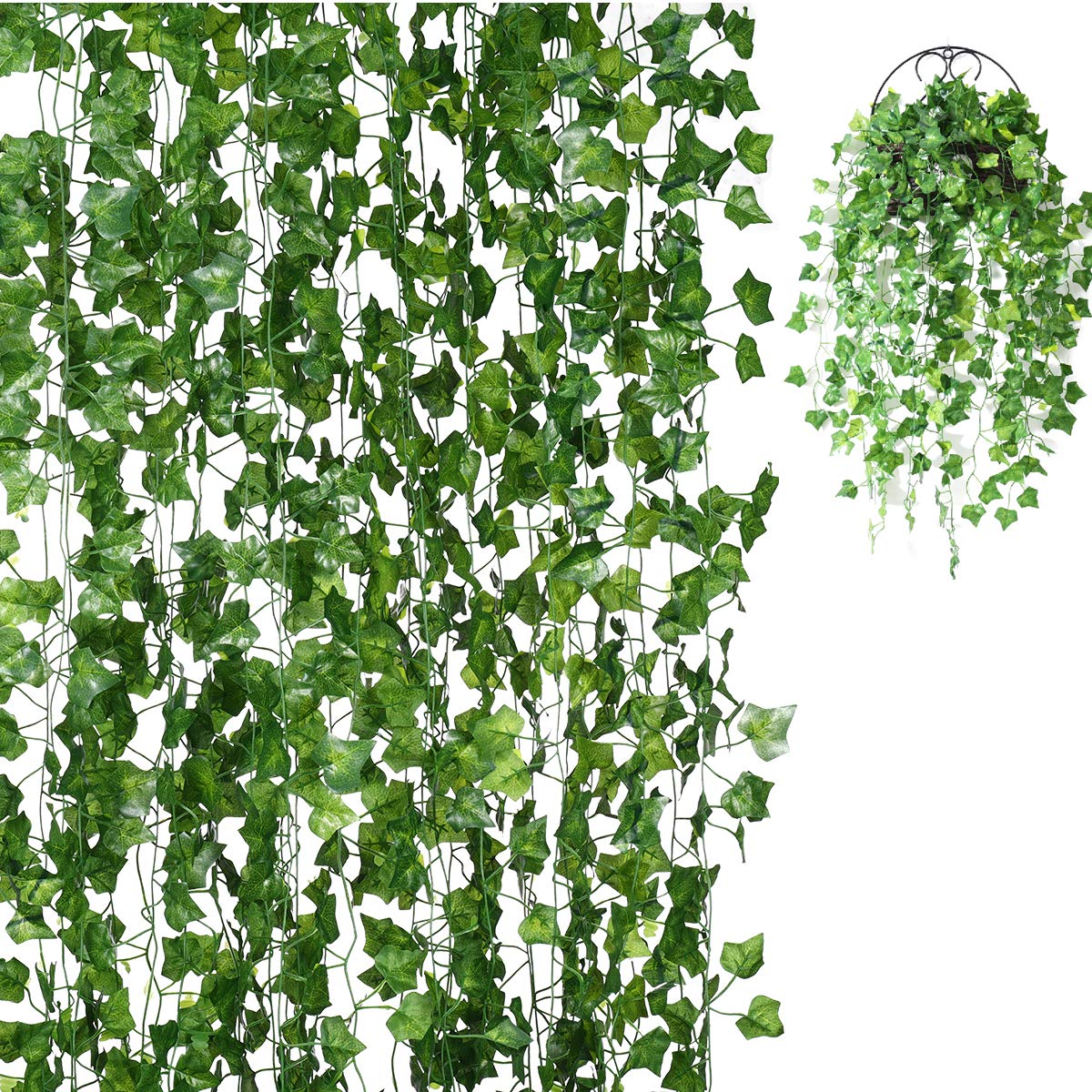 118 FT Artificial Ivy Garland, Fake Ivy Leaves Fake Leaf Plants Vine Hanging Garland Ivy Foliage Leaves for Wedding Party Kitchen Office Outdoor Greenery Wall Décor, Style 3