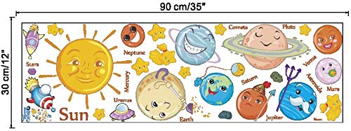 Amaonm Kids Room Wall Art Decor Decals Cartoon Removable Universe, Space, Planet, Solar System, Galaxy DIY Home Wall Stickers Decals Murals for Bedroom Living Room Ceiling Boys Girls Rooms Nursery