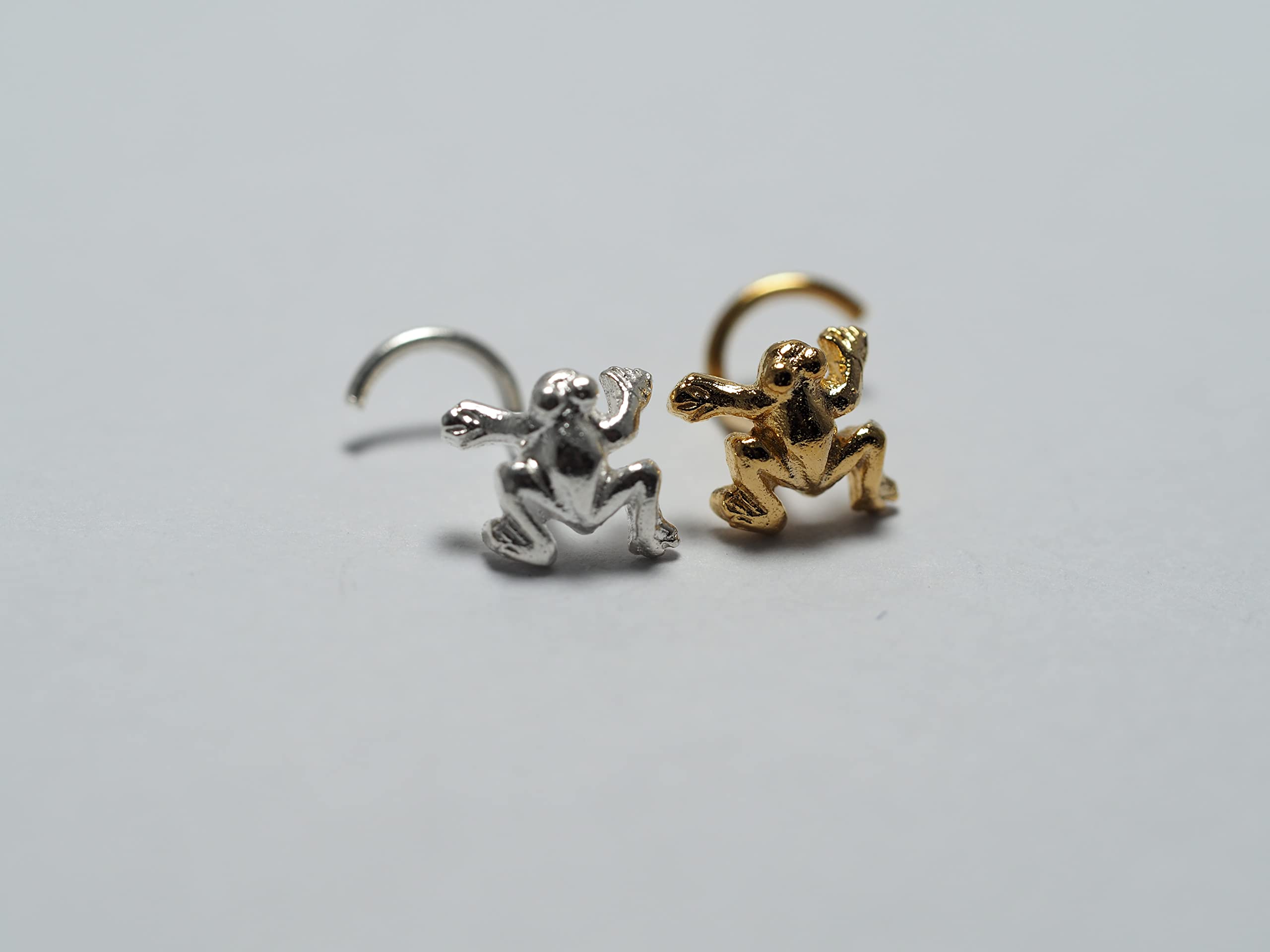 18, 20 Gauge sterling silver Frog Earring, nose stud/Jewelry Nose Stud, Silver Nose ring, Nose Piercing, Body Jewelry (18 gauge/silver L bend)