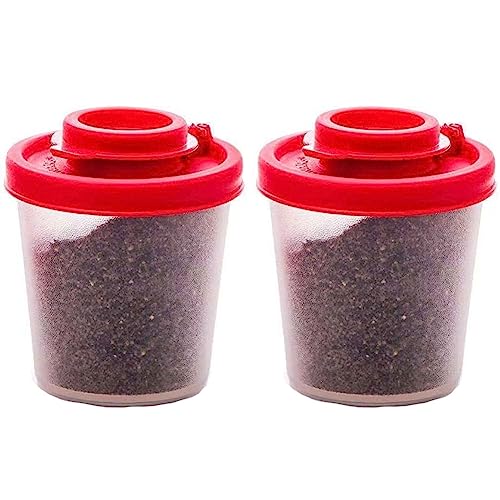 2 Pack Salt and Pepper Shakers Set Moisture Proof 4.35oz Plastic Salt Shaker With Lid for Camping Outdoors Kitchen Lunch 2 Pack Salt and Pepper Shakers (medium, 2 pack) (RED, 2 Pack - medium)