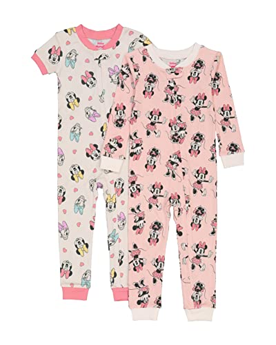 Disney Unisex Kids' Minnie Mouse 2-Pack Footless Snug-Fit Cotton Onesie Pajamas, MINNIE & FRIENDS, 4T