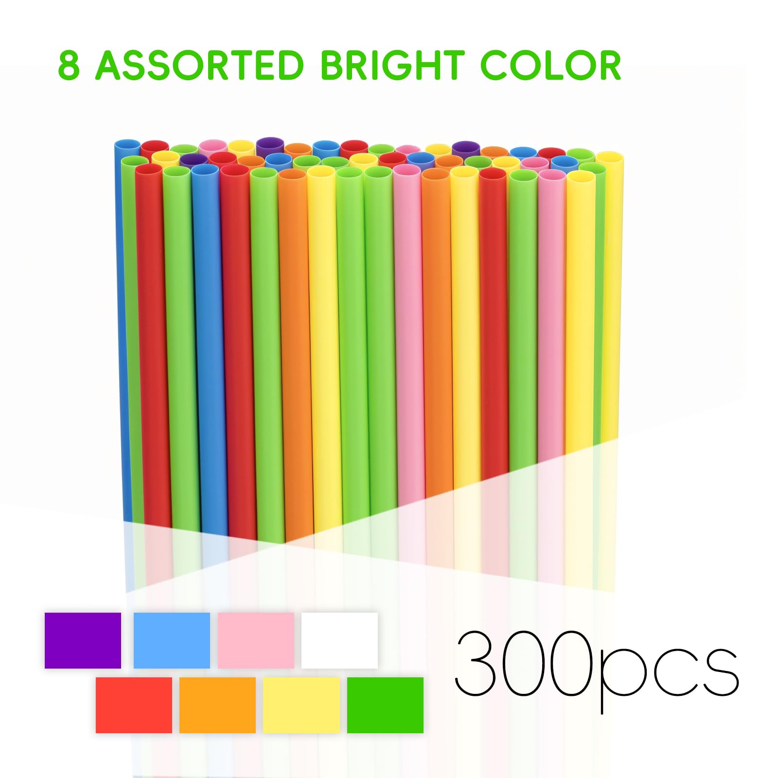 320 PCS Jumbo Smoothie Straws, Individually Wrapped, Disposable Plastic Babo Straws, Large Wide-mouthed Milkshake straws, Drinking Straws, Colorful PP Straws (0.4''Diameter x 8.5" Long)