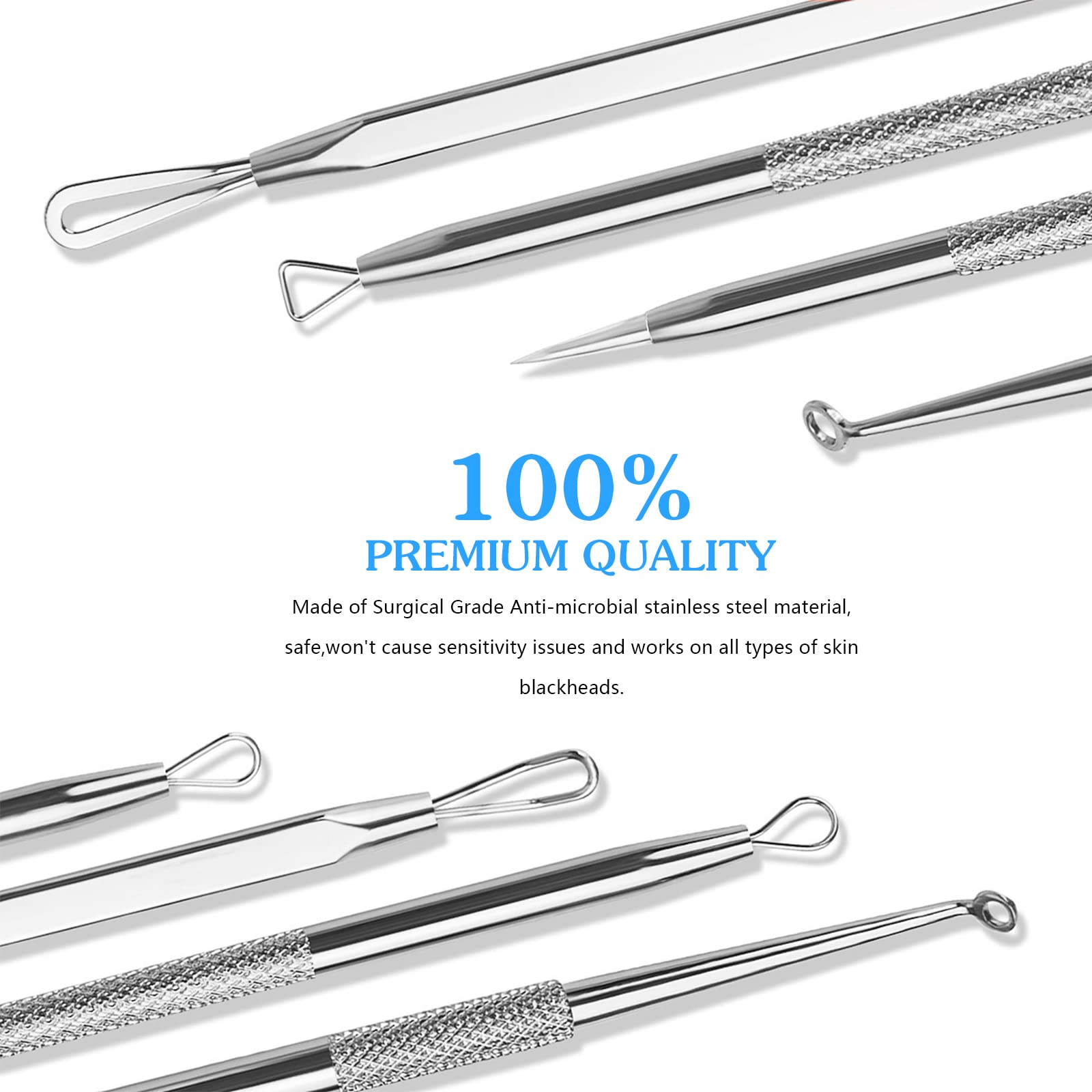 12pcs Blackhead Remover Tools Sets,Double-Head Blackhead Remover Tools,Comedone Pimple Extractor Tool Acne Kit for Blackhead,Professional Stainless Blackhead Extractor Removal Tool with a Leather Bag