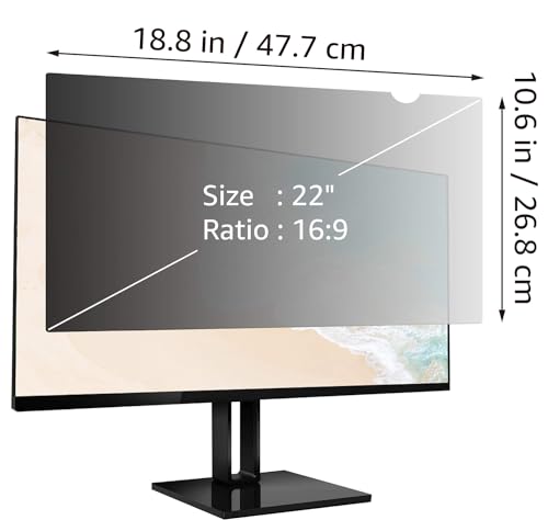 Amazon Basics Privacy Screen Filter - 22 Inch 16:9 Widescreen Monitor, Anti Glare & Blue Light Filter (22 inch (16:9), 18.76" x 10.56")