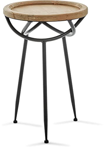 Amazon Brand β Stone & Beam Modern Rustic Wood and Metal Side End Table, 16.25" W, Natural