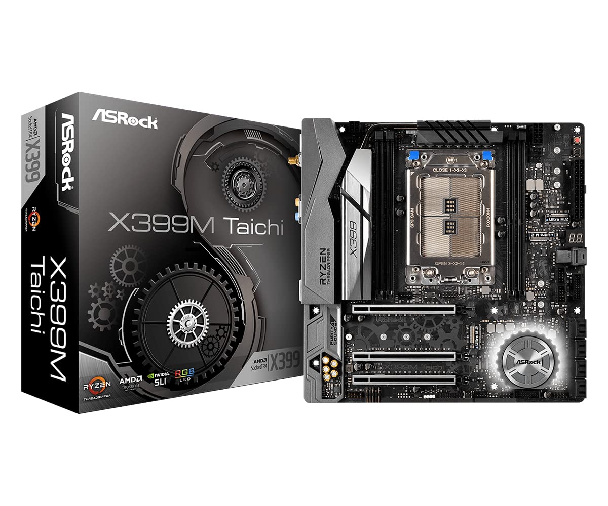 ASRock Socket TR4/ AMD X399/ DDR4 Wi-Fi/A&2GbE/ MicroATX Motherboard (X399M TAICHI)